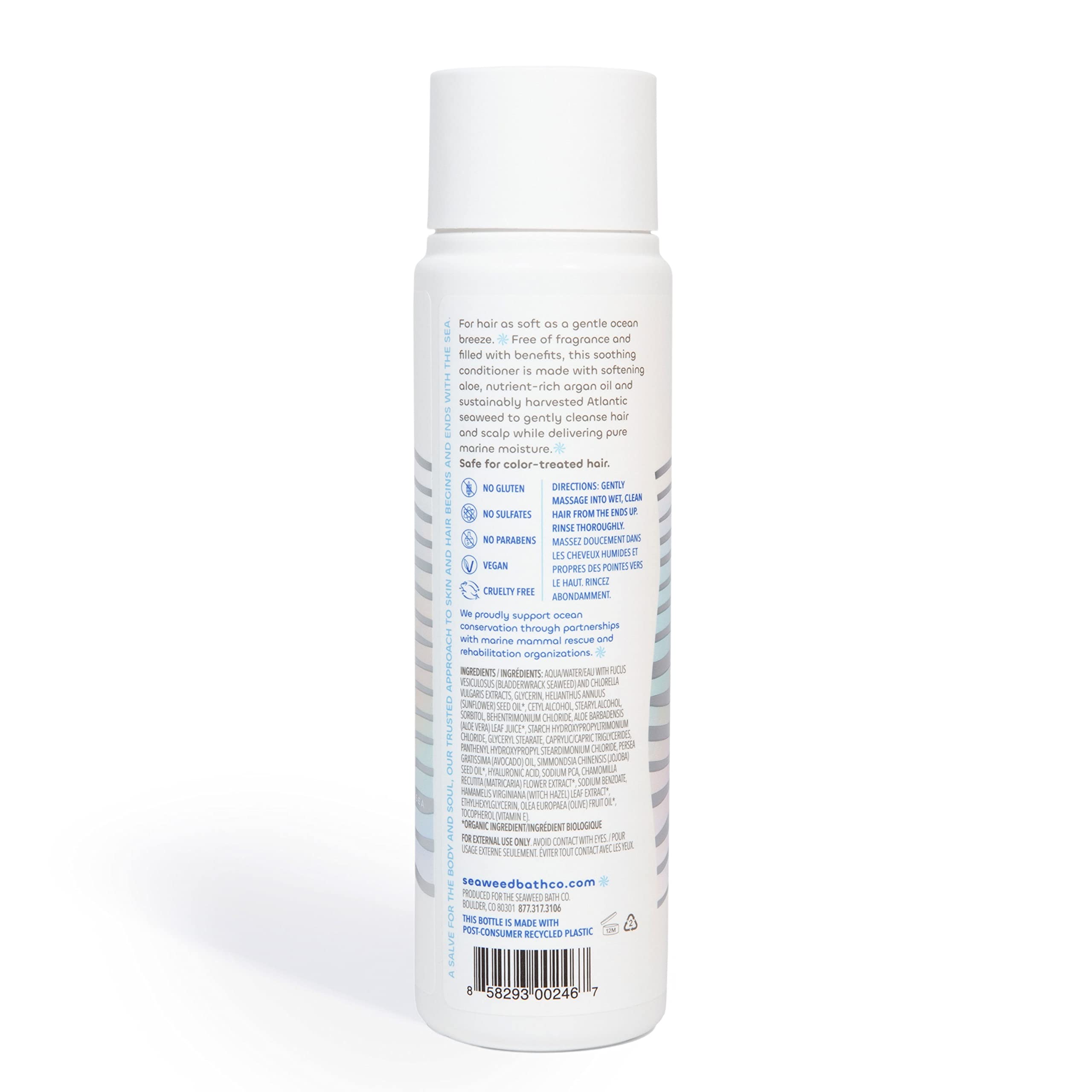 Seaweed Bath Co. Gentle Conditioner, Unscented, 12 Ounce, Sustainably Harvested Seaweed, Aloe, Argan Oil, for Sensitive Scalps