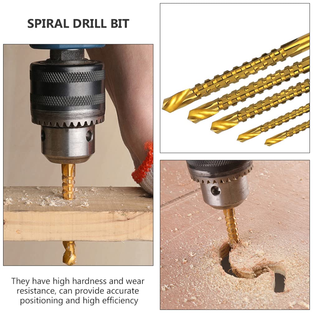 HEMOTON Cobalt Drill Bit HSS Twist Drill Bits- 6pcs 3-8mm Serrated Grooving Cutting Carpenter Side Cutting Tap Spiral Drill Bit Woodworking Wood Metal Plastic Hole Holesaw Tool Drill Bit Set