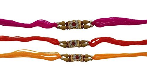 IndiaBigShop Set Of Three Rakhi Thread, Raksha Bandhan Gift For Your Brother Vary Color, Rakhi For Bhai, Brother, Bhaiya