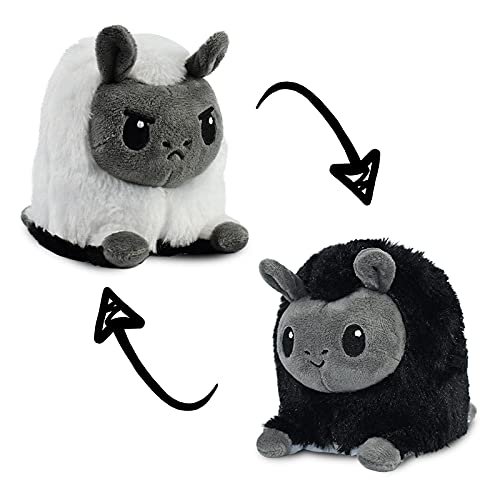 TeeTurtle - The Original Reversible Llama Plushie - Black + White - Cute Sensory Fidget Stuffed Animals That Show Your Mood