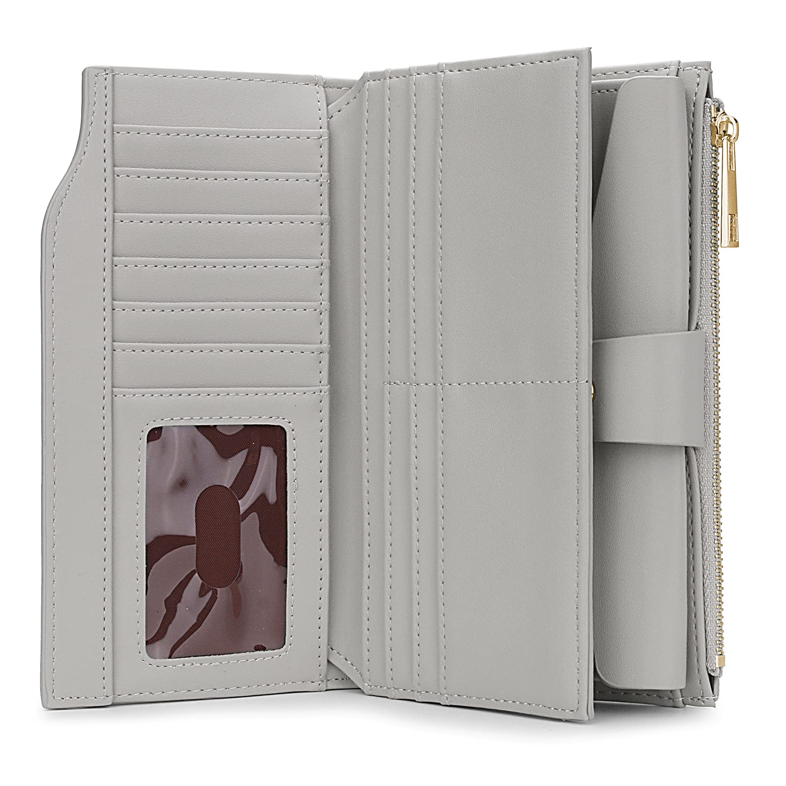 YALUXE Women's Leather Zipper Wallet RFID Blocking Multi Card Holder with Cellphone Pocket Large Capacity