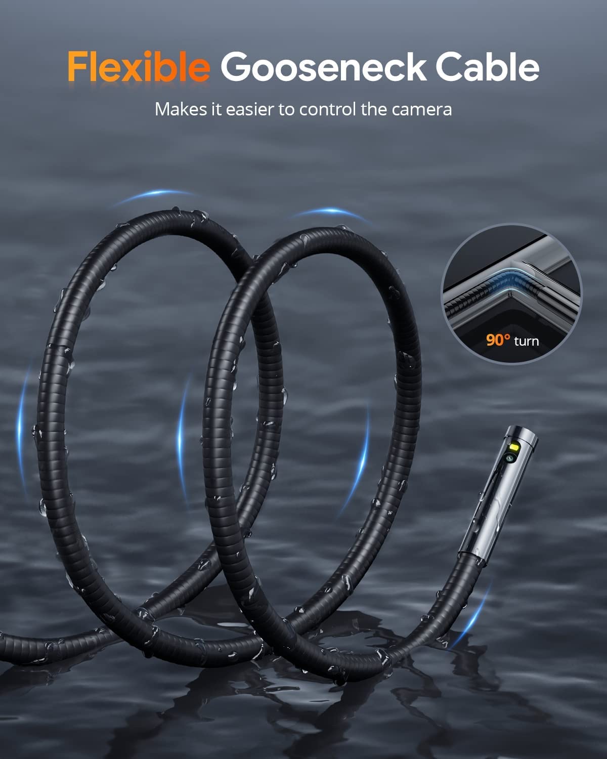 DEPSTECH 5.0MP Dual Lens Borescope, 5'' IPS Screen Endoscope Camera with Light, Industrial Video Inspection Camera, 10ft Gooseneck Snake Camera, Waterproof Scope Camera Tool for Wall, Pipe, Automotive