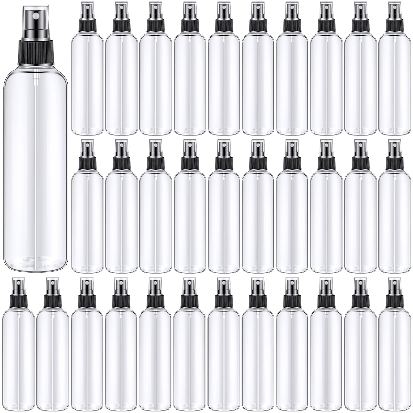 Eccliy 32 Pcs 8 oz Spray Bottles Fine Mist Spray Bottles Clear Empty Plastic Travel Bottles Refillable Mist Sprayer with Spray Cap for Oils Travel Perfumes(Transparent,Clear)