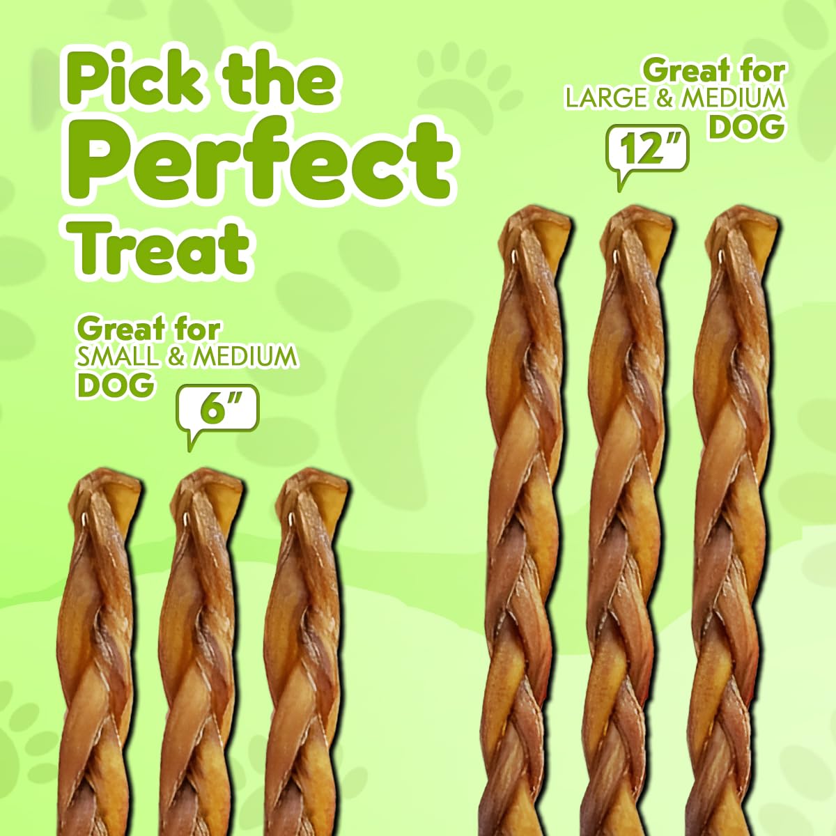 FURFUEL Braided Bully Sticks for Dogs, (3 Count, 12 Inch) Natural Long-Lasting Dog Chew for Large, Medium & Small Breeds, Perfect for Training & Sensitive Stomachs