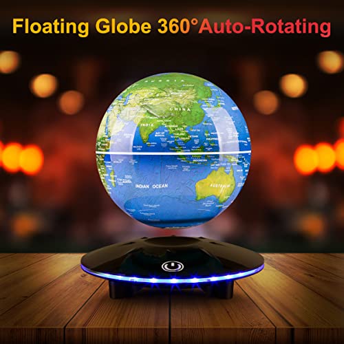 Magnetic Levitation Globe,-6 inch Levitating Globe Lamp World Map Floating & Spinning in the Air for Educational Piece for Kids,Office Decor ,Cool GadgetS Birthday Halloween Christmas Gifts