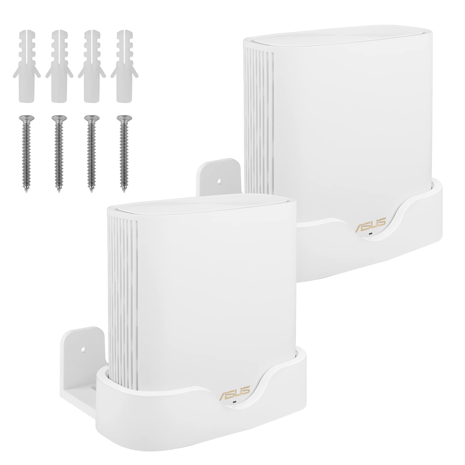 HOLACA Wall Mount Holder for ASUS ZenWiFi Whole-Home Dual-Band Mesh WiFi 6 System XD6 (AX5400), Simple and Sturdy Wall Mount Holder Stand Bracket (White 2pack)