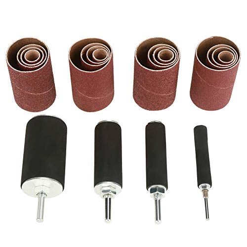 Drill Press Sanding Drum Kit, 20pcs Rubber Sanding Drum Set for Drill Presses and Power Drills, Drum Sander Attachment with Spindle Sander Sleeves and Tool Carrying Case, 1/2, 3/4, 1, 1-1/2 Inch