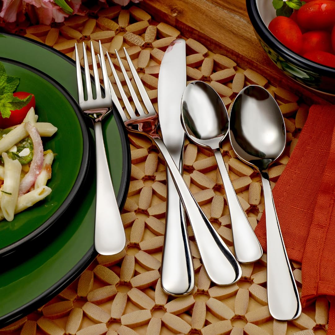 Liberty Tabletop Annapolis 43 Piece Flatware Set Service for 8 Includes 3pc Serving Set Mirror (Bright) Finish MADE IN USA