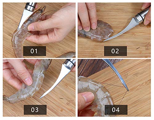 WOIWO 1 PCS Stainless Steel Shrimp Opener to Remove Shrimp Line Knife Cleaning Shrimp Line Profile Fish Belly Knife Shrimp Opener Shrimp Stripper Kitchen Tools