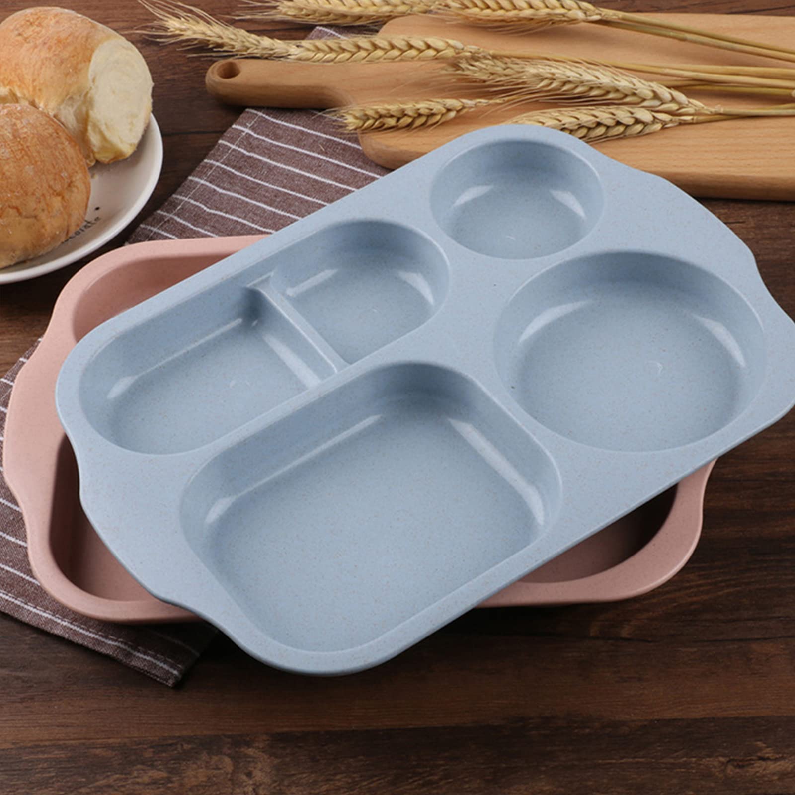 Cheeren 8 Pack Plastic Divided Plates Set for Kids Adults, Sectioned Meal Camping Dishes for BBQ, Microwave & Dishwasher Safe