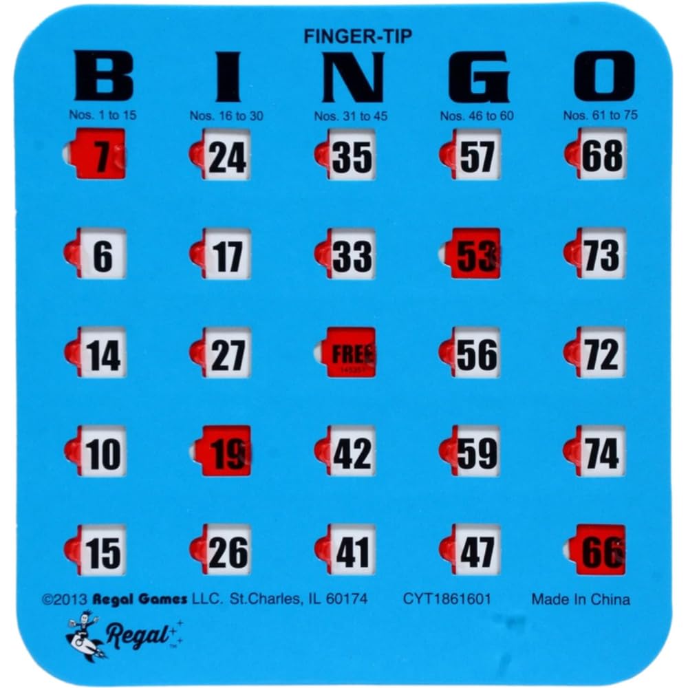 Regal Bingo Bulk Bingo Cards with Sliding Windows - Reusable Large Print Bingo Game Cards for Adults Large Group - 25 Pack, Blue
