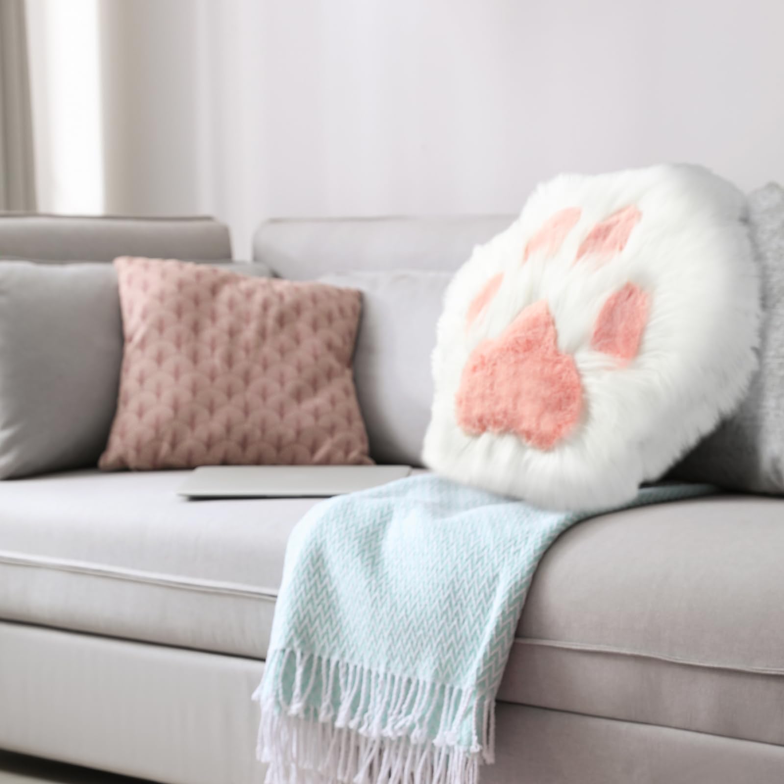 GlikCeil Cat Paw Pillow Cat Paw Shaped Throw Pillow Cushion Seating 19.6 Inch Pink Cat Paw Plush Throw Pillow Floor Pillows Home Decorative Seating Cushions