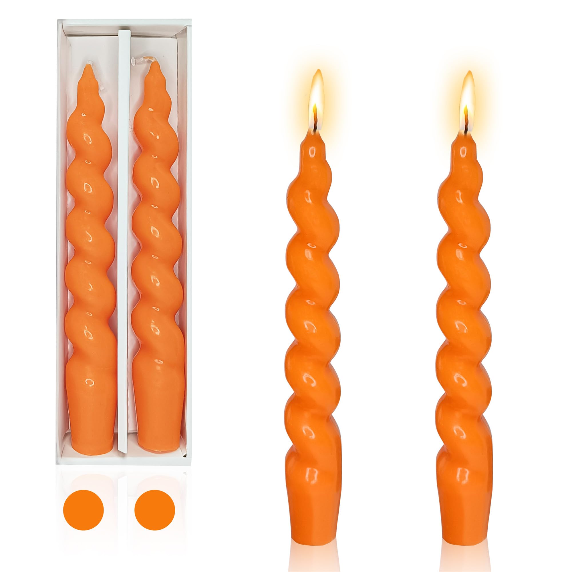 Gedengni Candlestick Short Taper Candle - 7 inches Cute Candle Sticks Orange Tapered Candles Pumpkin Twisted Candlestick for Holiday Wedding Women Gifts(2D-Orange)