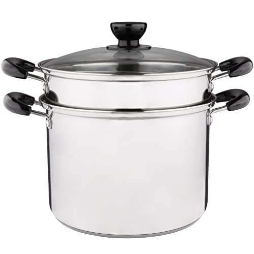Lake Tian Stainless Steel Pasta Pot With Strainer Insert 4pc 10 Quart, Steamer for cooking, Spaghetti Pot, Stock & Pasta Pots Multipots, Steamer Set With Basket With Lid, Induction Compatible