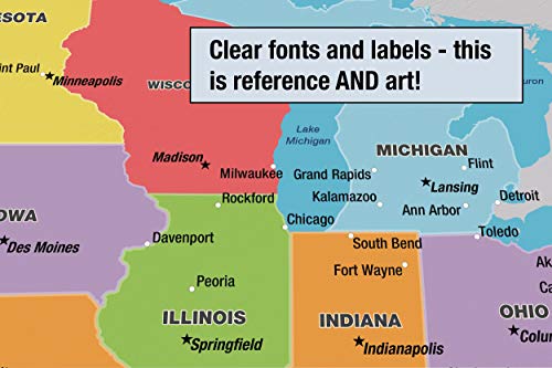 Laminated United States Scholar Map Poster | Educational Elementary School Version | Easy-to-Read Large Labels | 36โ x 24โ | Shipped in a Tube, Not Folded | Great for The Home or Classroom