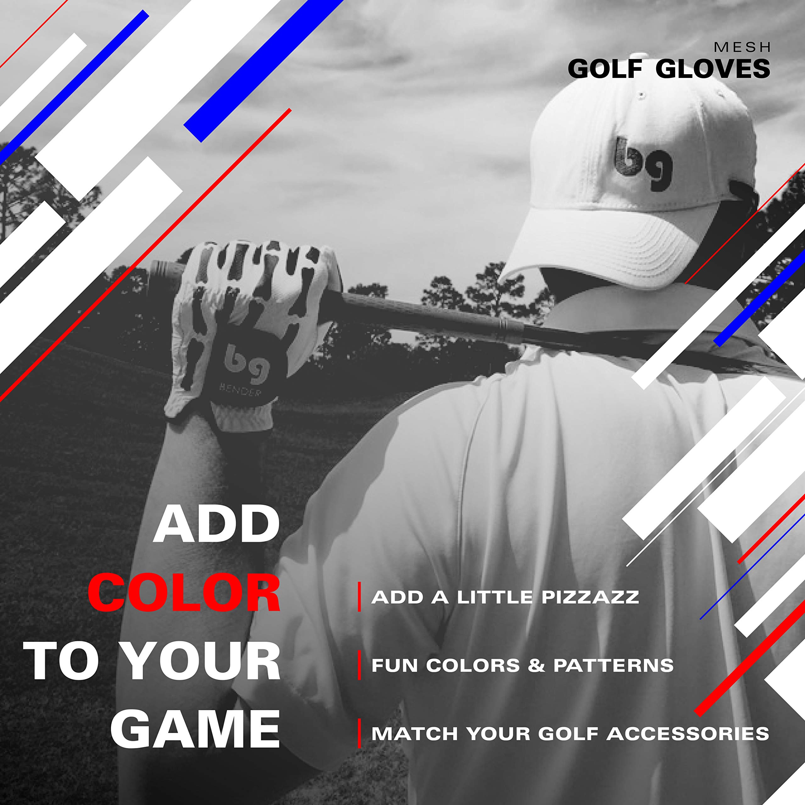 Bender Gloves Mesh Golf Gloves for Women, Cabretta Leather, Easy-Grip Worn on Right Hand (Black Bones, Medium)