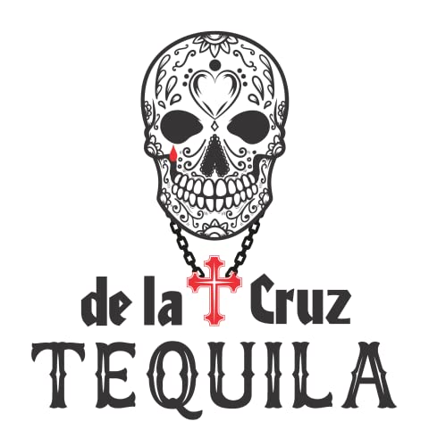 de la Cruz Tequila Flight Board with Salt Rim, Includes 4x Shot Glasses and Ceramic Plate Handmade Board, Glass Holder, Bar Party Serving Tray, Family Dinner Party, Gift for Friend
