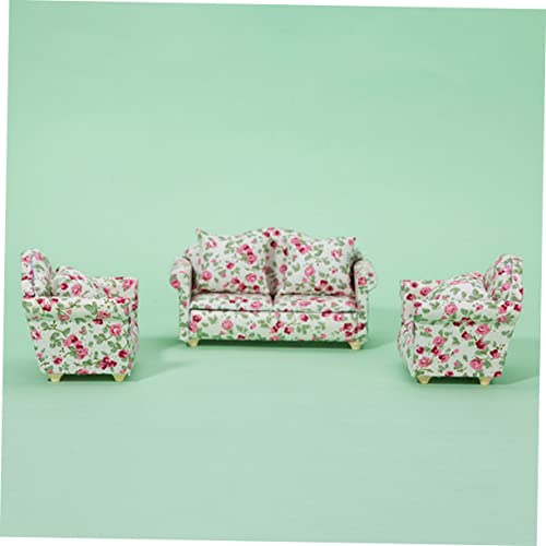 Homoyoyo Mini Sofa Bench Pillow Floral Pillow Daybed Pillows Mini House Furniture Sofa Decoration Mini Sofa Exquisite Mini Sofa Model Wooden Mini House Supply Decorative Mini Sofa Fine Baby