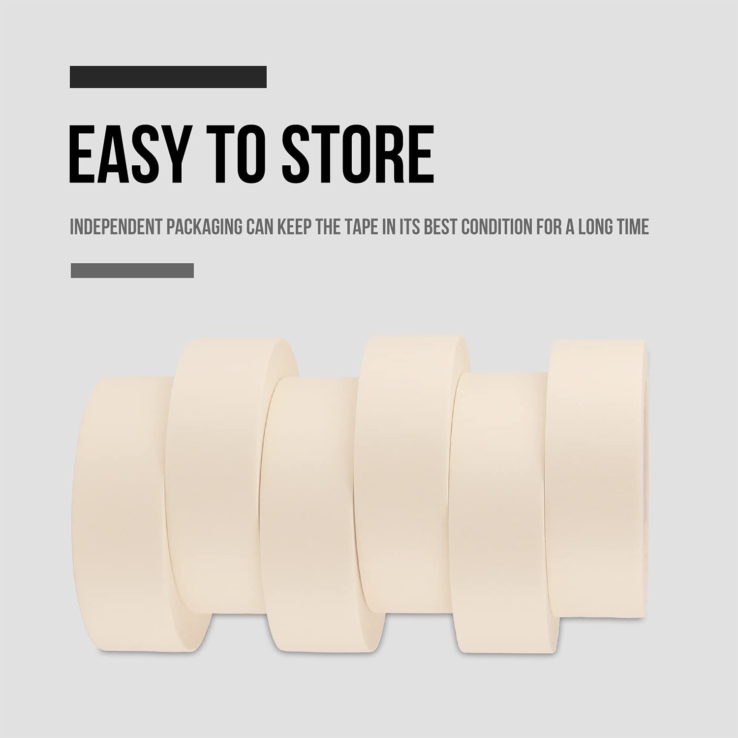 Lichamp Masking Tape Wide 1.5 inches, General Purpose Masking Tape Bulk Pack, 6 Rolls x 1.5 inches x 55 Yards (330 Total Yards)