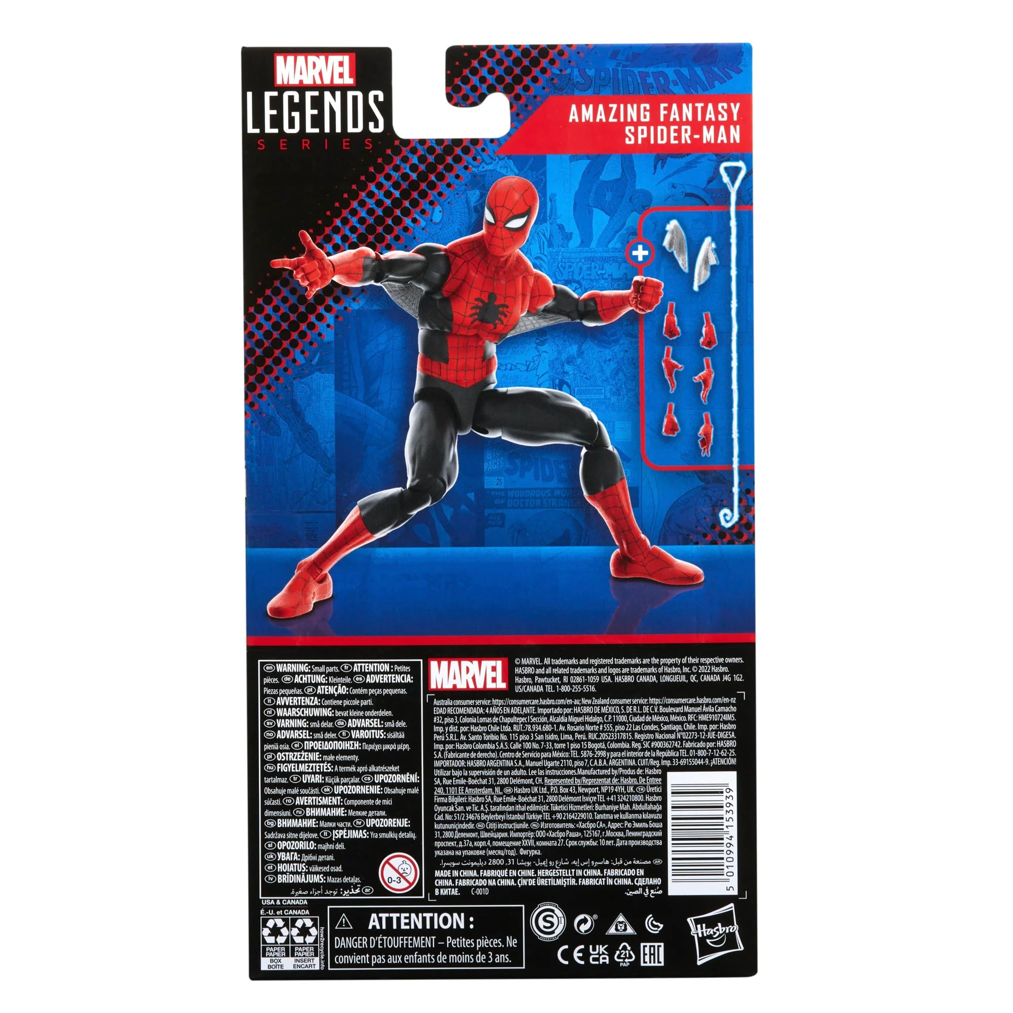 Spider-Man Marvel Legends Series 60th Anniversary Amazing Fantasy 6-inch Classic Comics Action Figures for 4+ Years, 9 Accessories
