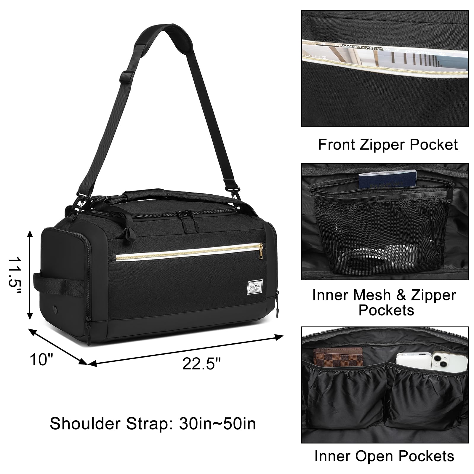 Cico Rider Gym Duffle Bags for Men with Shoe Compartment Wet Pocket 3-Way Large Sports Duffel Bag Backpack