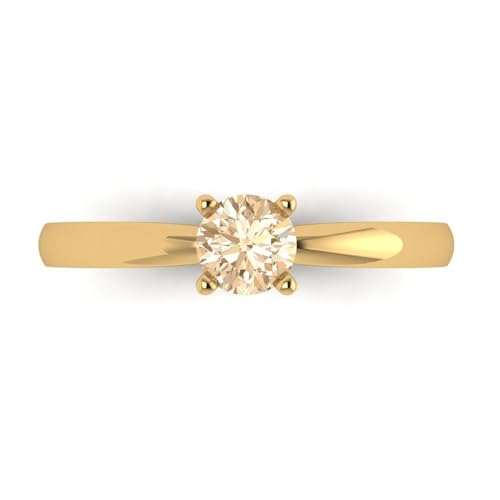Clara Pucci 0.50 ct Round Cut Solitaire Natural Brown Morganite Engagement Bridal Promise Anniversary Ring in 18K Yellow Gold Size 6