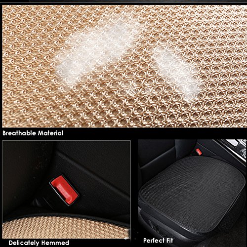 DEALPEAK Breathable Ice Silk Car Seat Cushions Four Seasons General Car Interior Anti-Skid Seat Covers Office Chair Mat (1PC Black)