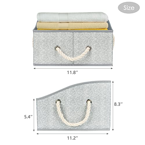 Kntiwiwo Closet Storage Bins Trapezoid Storage Baskets,Fabric Foldable Storage Bins for Shelves, Closet Bin Organizer and Storage Bins with Handles for Living Room Bedroom Office, Gray, 4-Pack