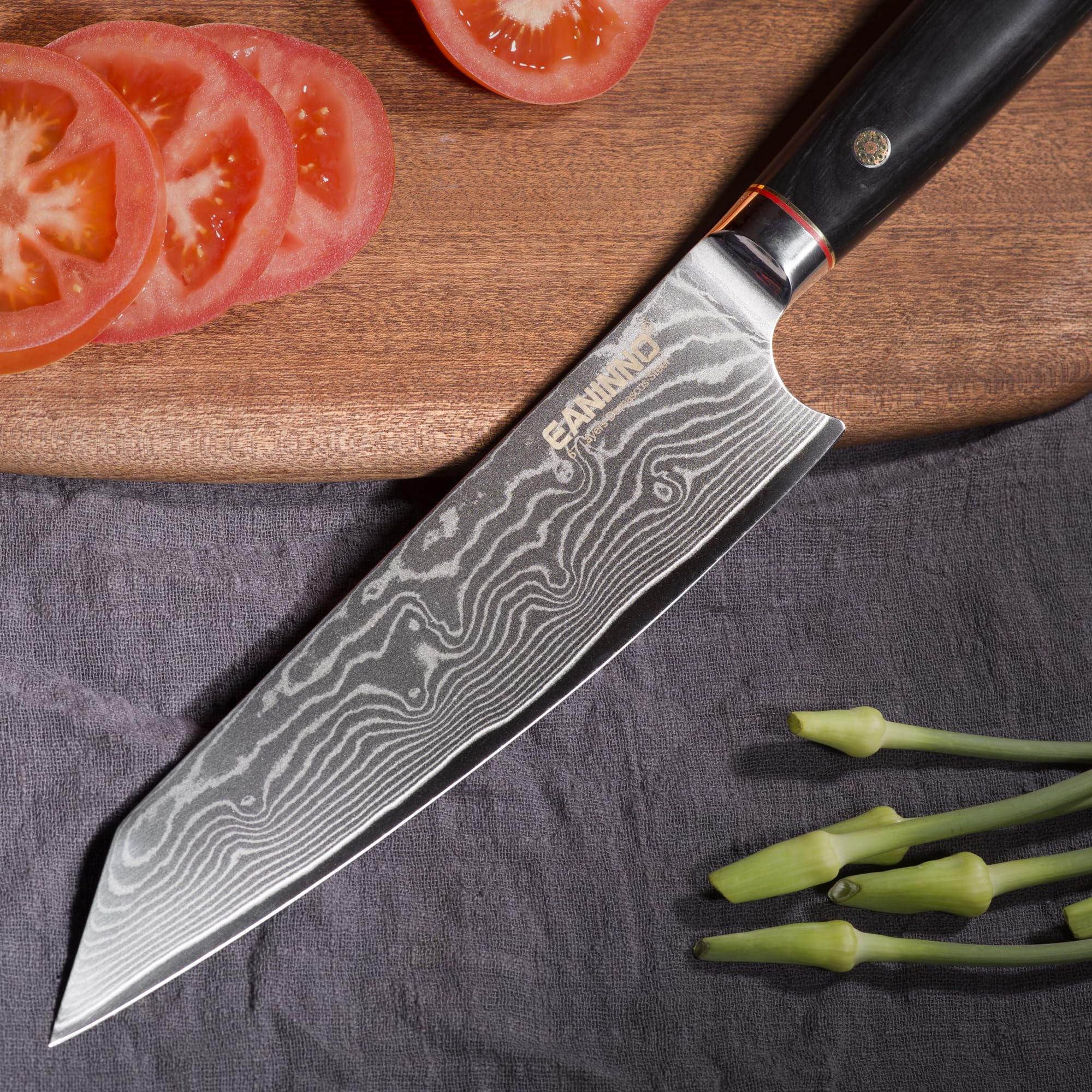 EANINNO Damascus Chef Knife 8 Inch Japanese Kitchen Knife, Sharp Professional Chefs Knife 67 Layers High Carbon Damascus Stainless Steel Vg10 Cutting Knife