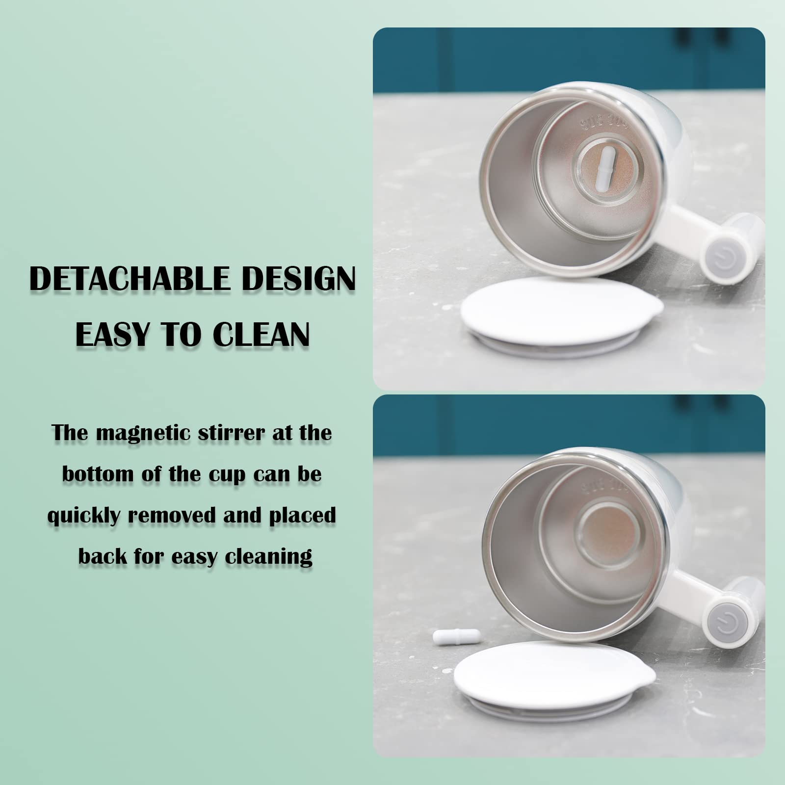 daasigwaa Rechargeable Self Stirring Mug - Magnetic Electric Auto Mixing Stainless Steel Cup for Office/Kitchen/Travel/Home Coffee/Tea/Hot Chocolate/Milk-430 ml/14.5 oz(Brown)