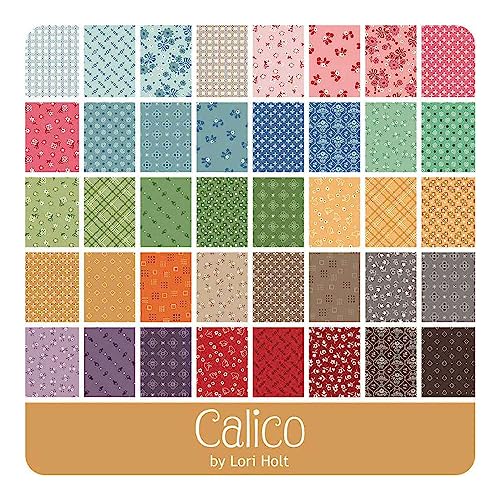 Calico 2.5 Inch Rolie Polie by Lori Holt of Bee in My Bonnet for Riley Blake Designs Includes 40 Pieces