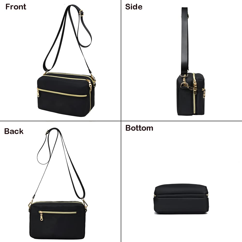 YANAIER Functional Multi Pocket Crossbody Bag for Women Stylish Ladies Shoulder Messenger Bags Purse Burgundy