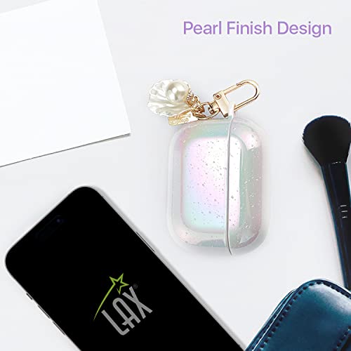 LAX Gadgets AirPods Pro Case Cover - Protective Compatible with Apple AirPod Pro - Lightweight Case with Carabiner Key RingĀ Easy to Use - Pearl