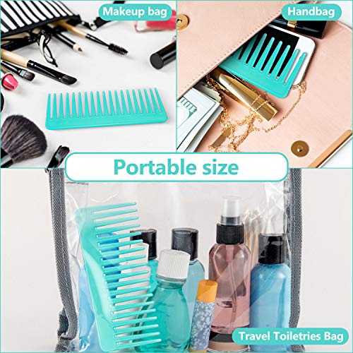 Large Hair Detangling Comb, Wide Tooth for Curly, Wet Dry Hair, No Handle Comb Styling Shampoo Comb (White, Cyan)