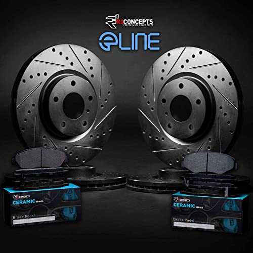 R1 Concepts Front Rear Brakes and Rotors Kit |Front Rear Brake Pads| Brake Rotors and Pads| Ceramic Brake Pads and Rotors|fits 1998-2003 Mercedes-Benz E320