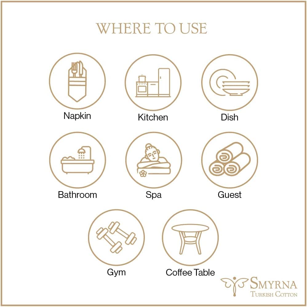 SMYRNA TURKISH COTTON Kitchen Dish Towels Pack of 2 | 100% Natural Cotton, 15 x 26 Inches | Machine Washable Wash Cloths | Ultra Soft, Absorbent, Prewashed and Quick Dry Turkish Dish Towels (Gray)