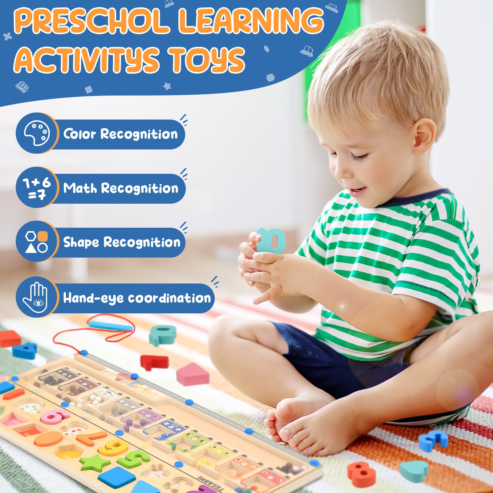 TeSabMi Montessori Screwdriver Board Set, Wooden Screw Driver Activities Tools Montessori Toys for 3 4 5 Year Old, Basic Skills Educational Sensory Learning Toy for Kids Toddlers Preschool