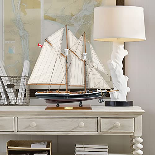 SAILINGSTORY Wooden Sailboat Model Ship Bluenose 1/85 Scale Replica Schooner Sailboat Decor Medium