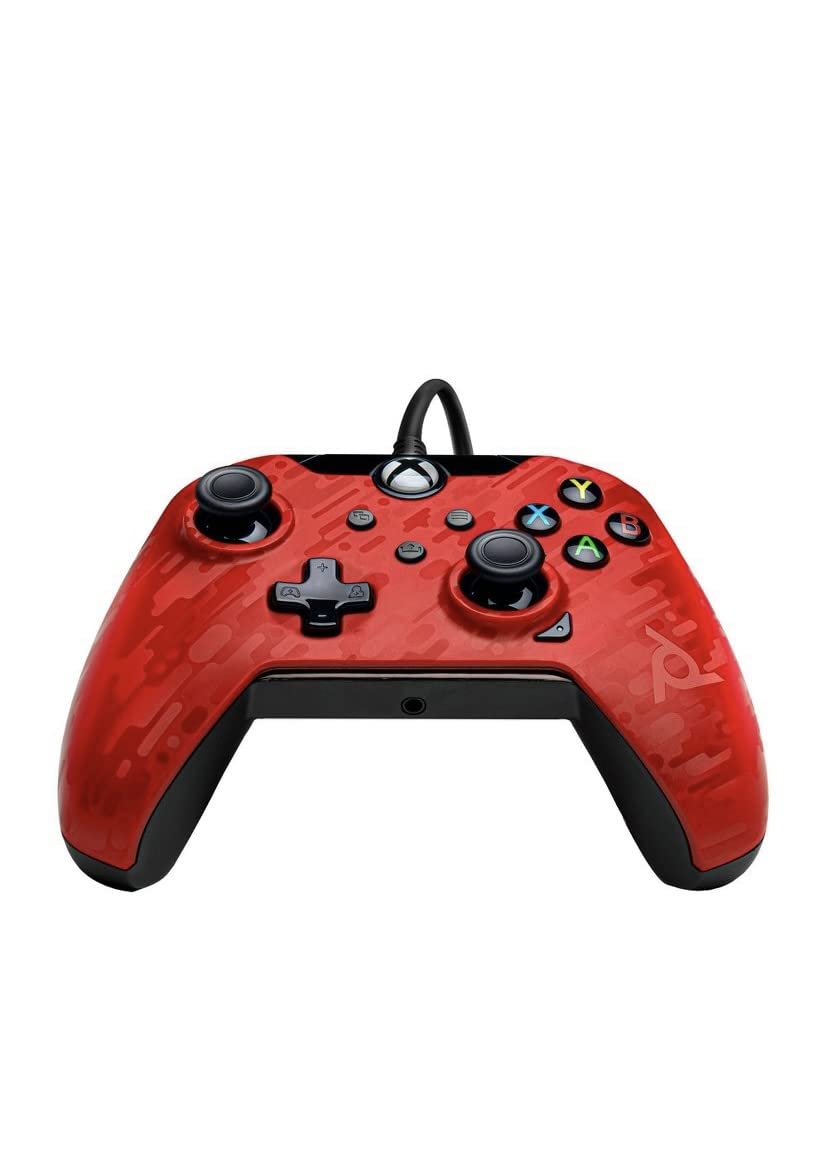 PDP Wired Game Controller - Xbox Series X|S, Xbox One, PC/Laptop Windows 10, Steam Gaming Controller - Perfect for FPS Games - Dual Vibration Videogame Gamepad - Red Camo/Camouflage