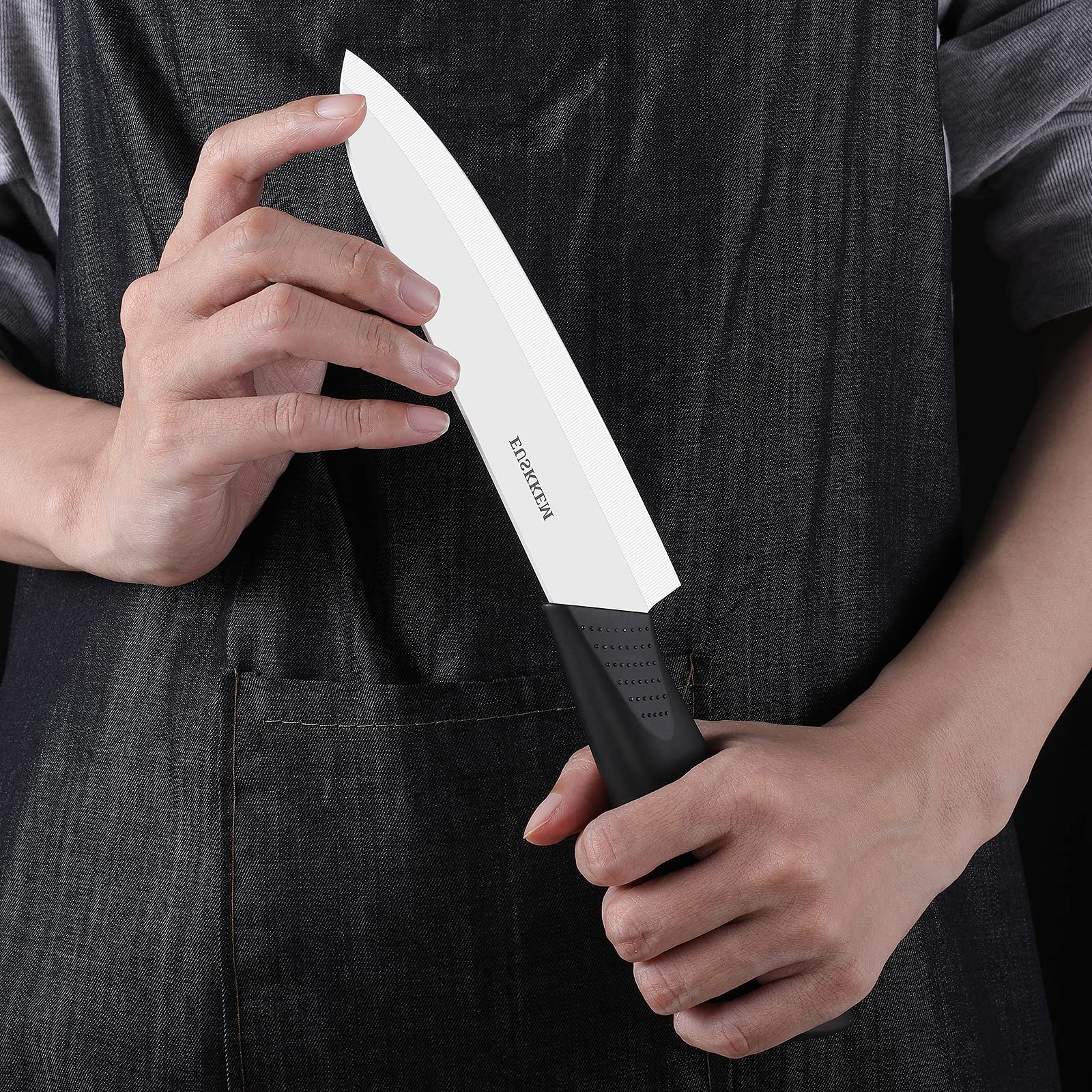 Ceramic Knife, Kitchen Ceramic Knife Set Including Chef's Knife, Utility Knife, Fruit Knife, Paring Knife, Peeler (5 Pieces)(white)