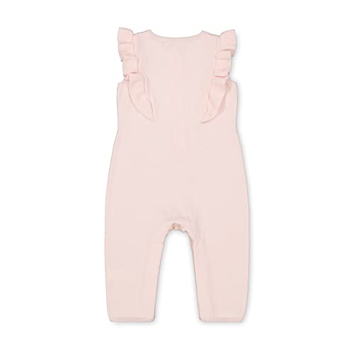 Hope & Henry Layette Baby Short Sleeve Ruffle Sweater Romper Pale Pink