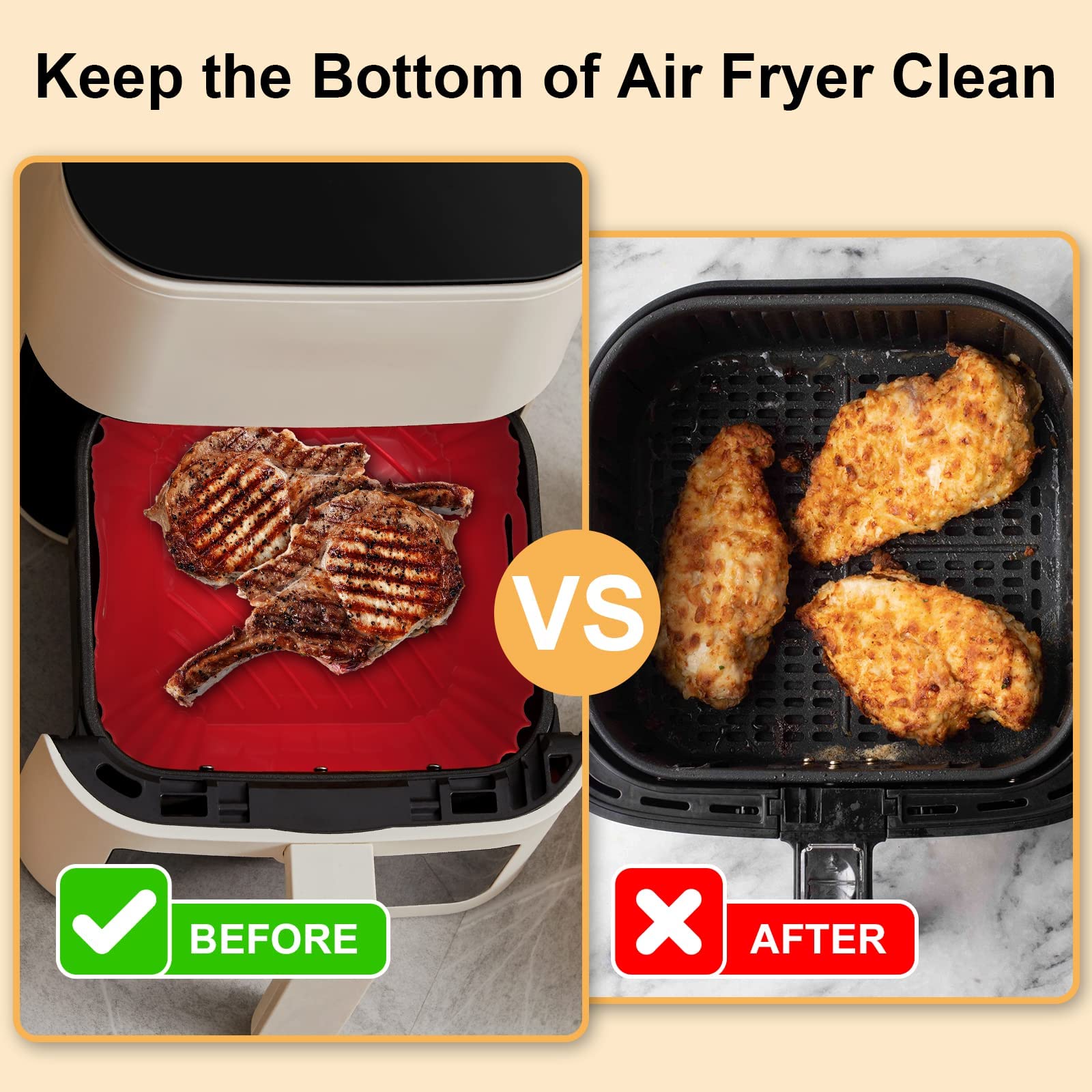 DUXAA 2 Pcs Air Fryer Silicone Liners, 8.5" Reusable Heat Resistant Liners, for 4 to 8 QT Air Fryer Inserts for Oven Microwave Accessories