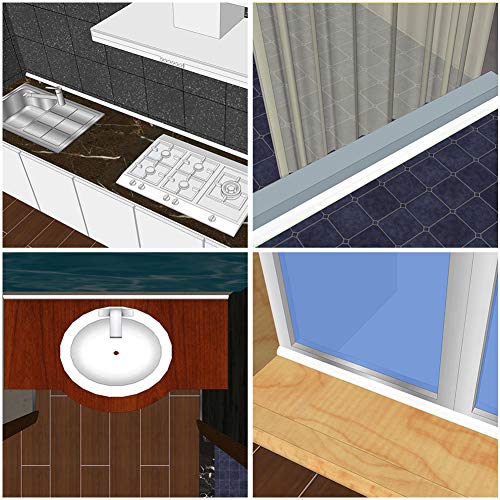 Duzzy 118 Inch Corner Water Strip Dam, Water-Blocking Self-Adhesive Baffle for Suitable for The Gap Between the Shower Kitchen Countertop Sink and Cooktop