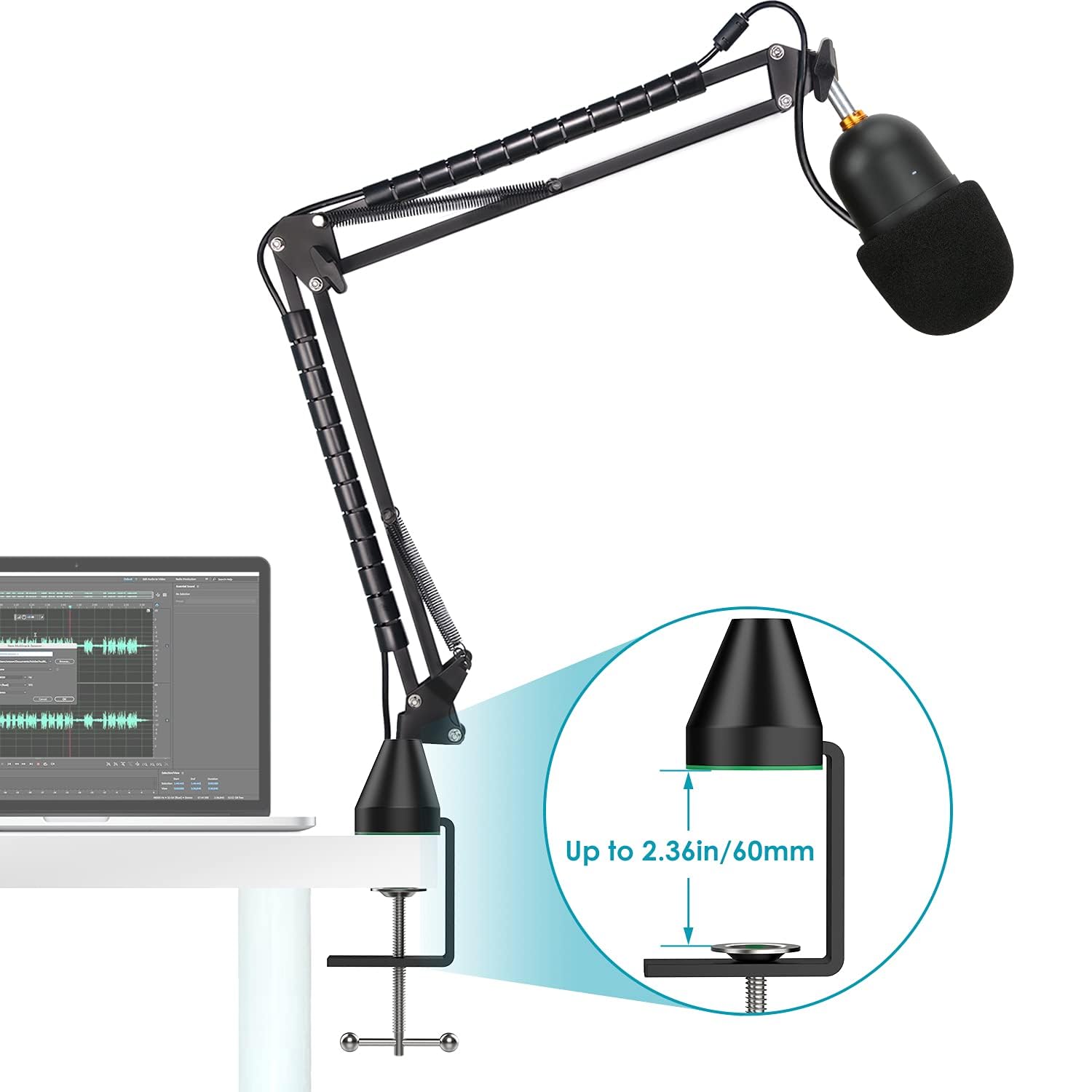 YOUSHARES Mic Arm Boom Arm - Microphone Arm for HyperX QuadCast QuadCast S SoloCast, Blue Yeti, Fifine AM8, Rode, Shure, Razer, Gaming Mic and Most Microphones using 3/8" to 5/8" Adapter
