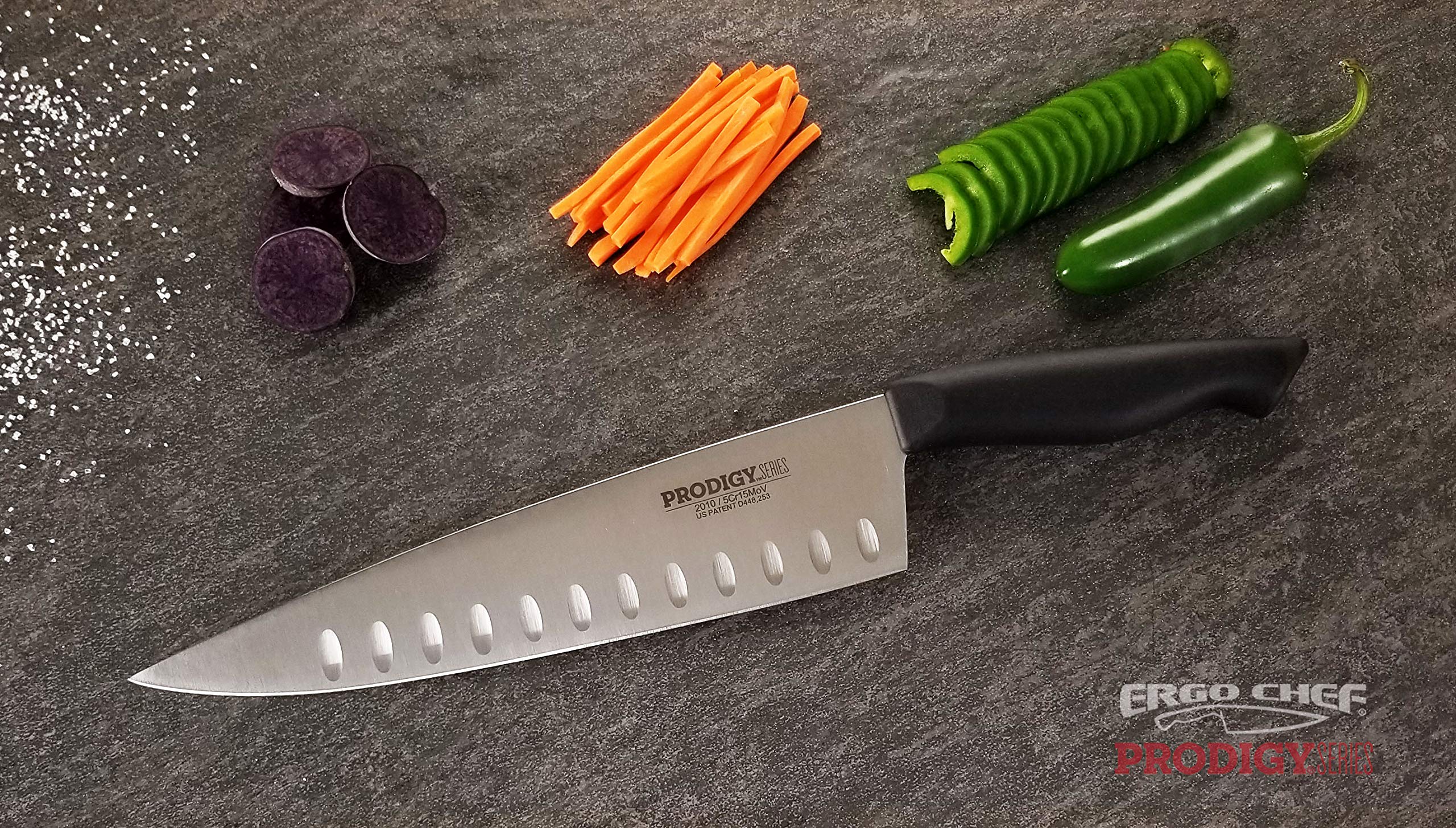Ergo Chef Prodigy Series Chef’s Knife with Hollow Ground Edge, 10-inch