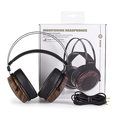 lotorasia Wired Over Ear Headphones, Studio Headset Music Recording 50mm Drivers 3.5mm/6.35mm Audio Jack for Guitar amp Recording and Music Audiophile(Non Solid Wood)