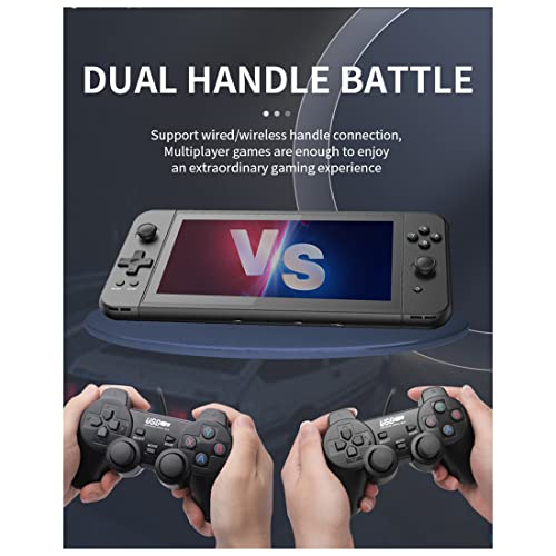 RAHEL POWKIDDY X70 Retro Handheld Game Console for Kids and Adults, 7-Inch IPS HD Screen Console Built-in 6000+ Games, 23.6 x 11.7 x 1.4cm - Black/64G