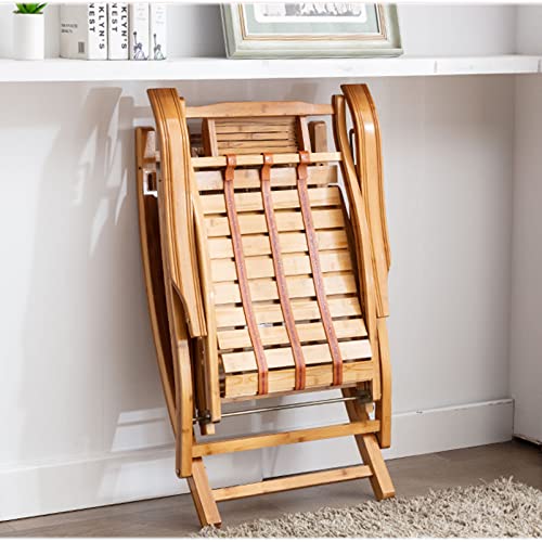 Lounge Chair, Wood Rocking Chair - Foldable Patio Rocker Bench with Pad, Adjustable Recliner for Garden Backyard (Color : with Brown Cushions, Size : with Blue Cotton Pad)