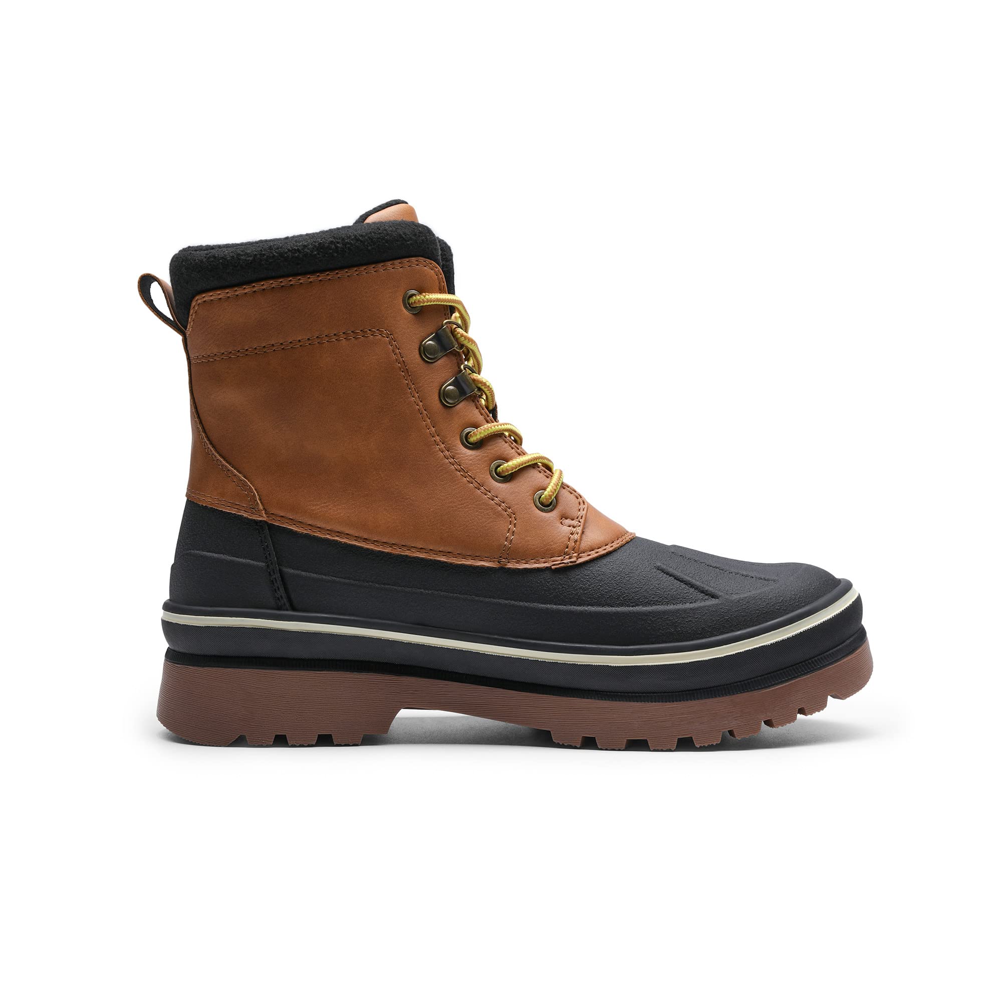 Bruno Marc Men's Insulated Waterproof Snow Boots Warm Fur Lined Outdoor Winter Boot Brown/Yellow,Size12,SBSB229M