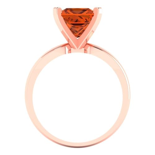 Clara Pucci 2.5 ct Princess Cut Solitaire Red Simulated Diamond Engagement Bridal Promise Anniversary Ring in 18K Rose Gold Size 3.5
